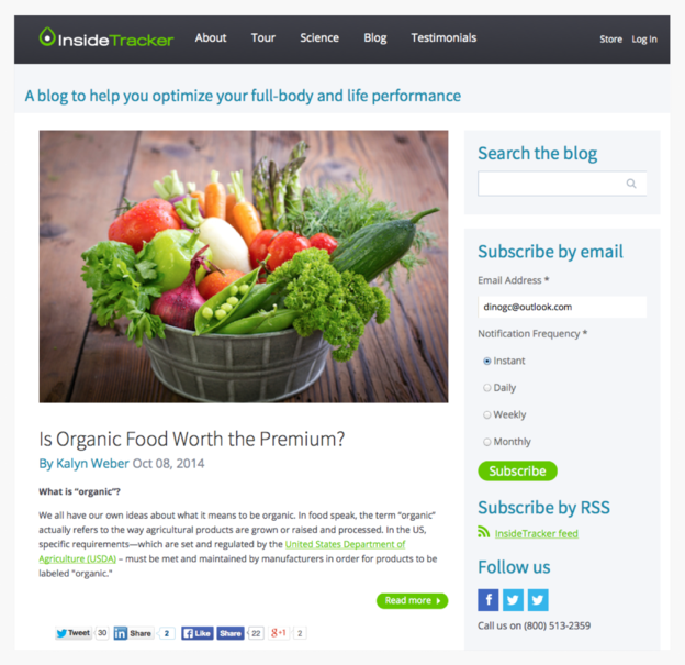 Subscribe to insidetracker blog